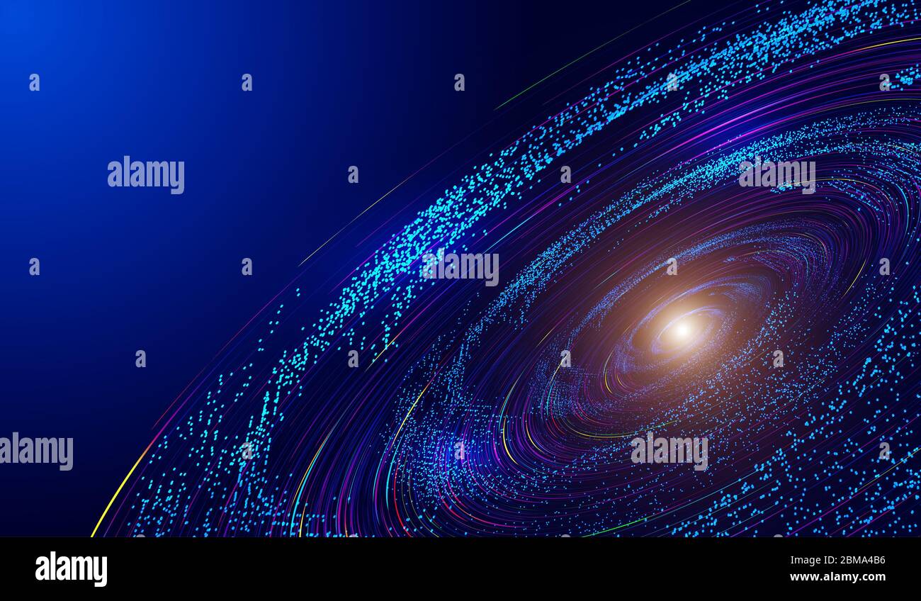Glowing digital earth, cosmic swirl of particle flow, big data ...