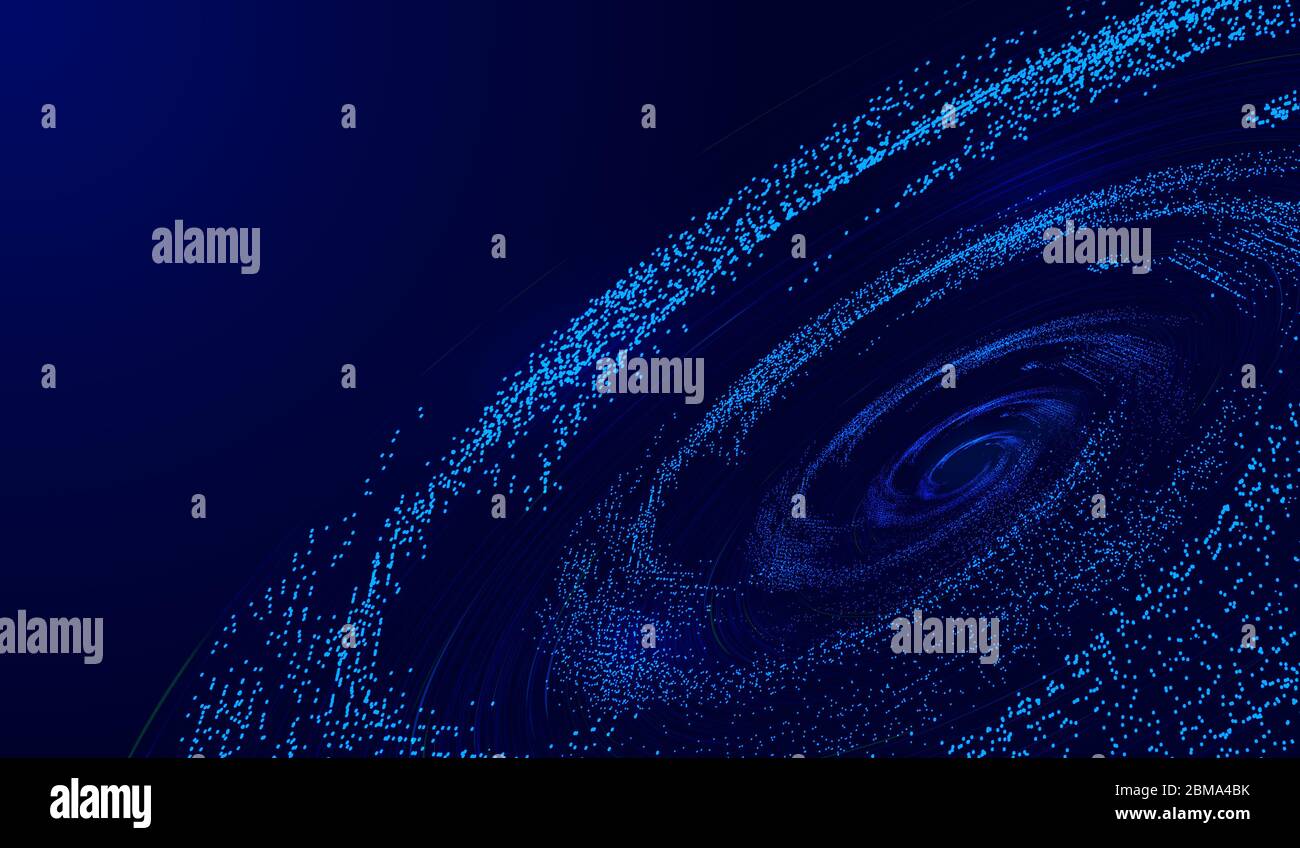 Glowing digital earth, cosmic swirl of particle flow, big data ...