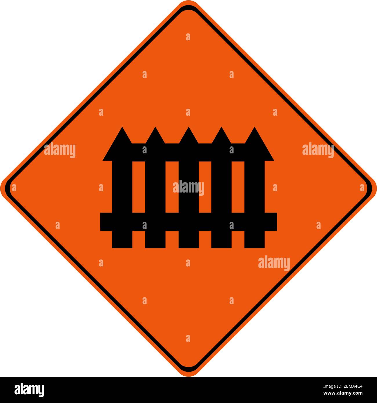 Warning sign with level crossing symbol Stock Photo - Alamy