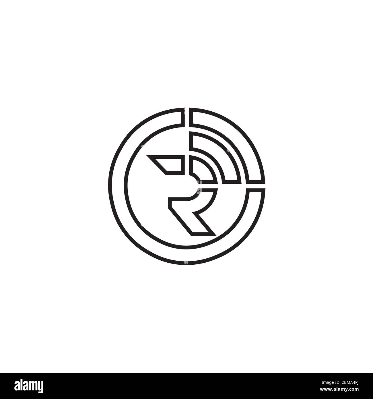 R signal letter circle lines logo design concept Stock Vector Image ...