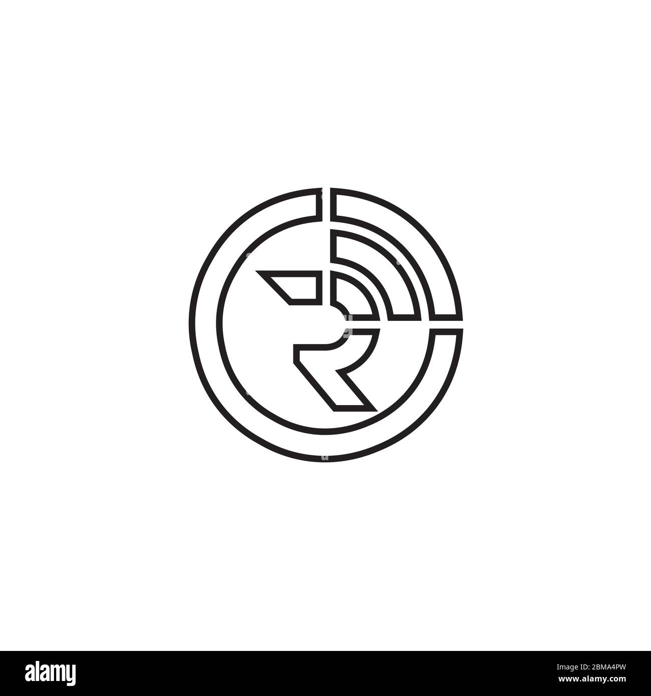 R signal letter circle lines logo design concept Stock Vector Image ...