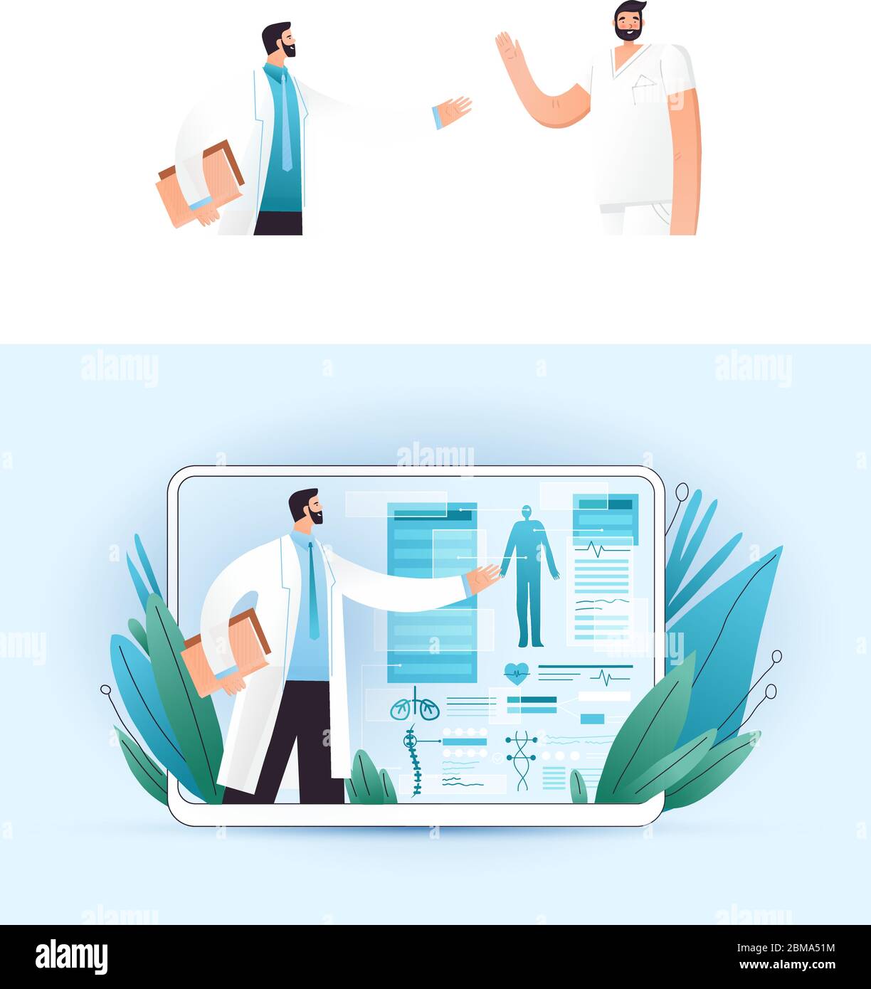 Medical full body screening results on tablet and healthcare device ...