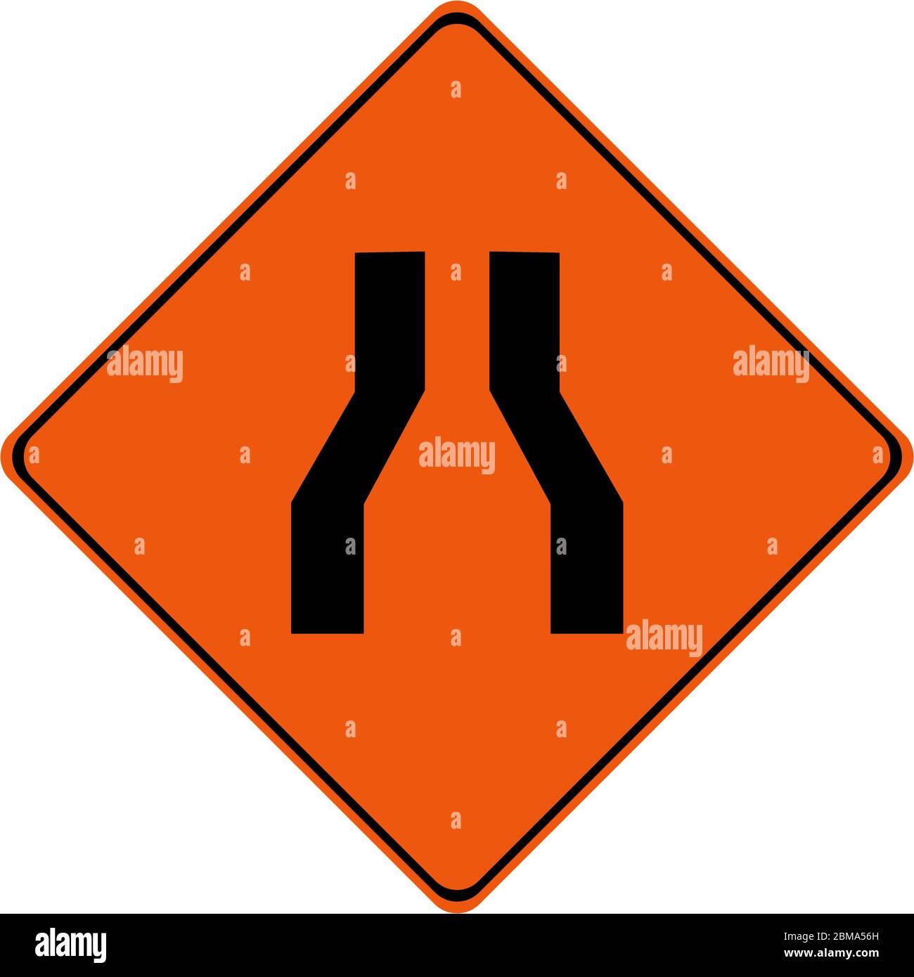 Warning sign with narrow road symbol Stock Photo - Alamy