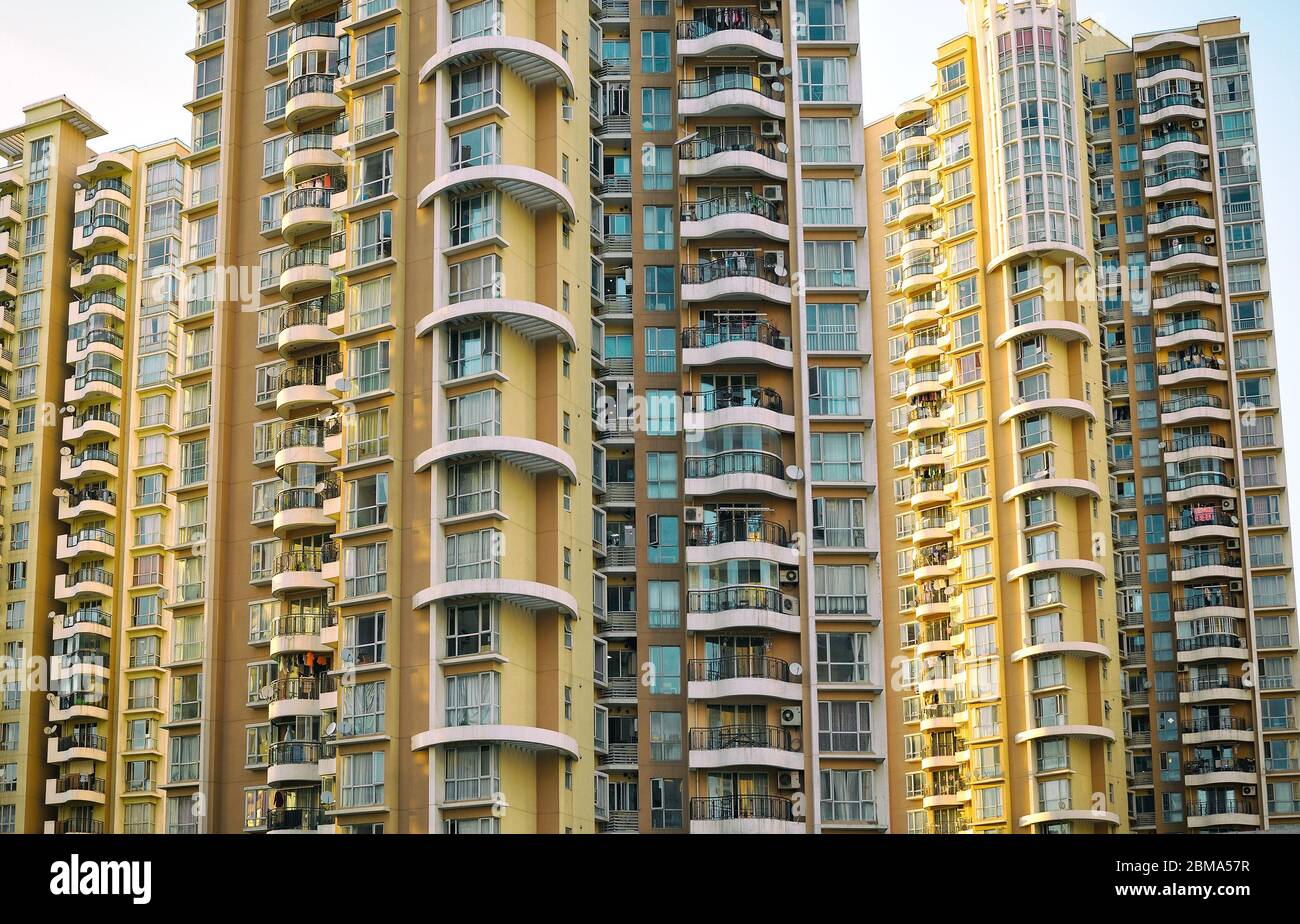 Typical Asian city skyline with high, condominium residential buildings ...