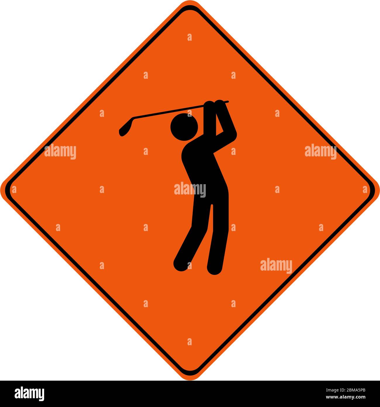 Warning sign with golfers symbol Stock Photo - Alamy