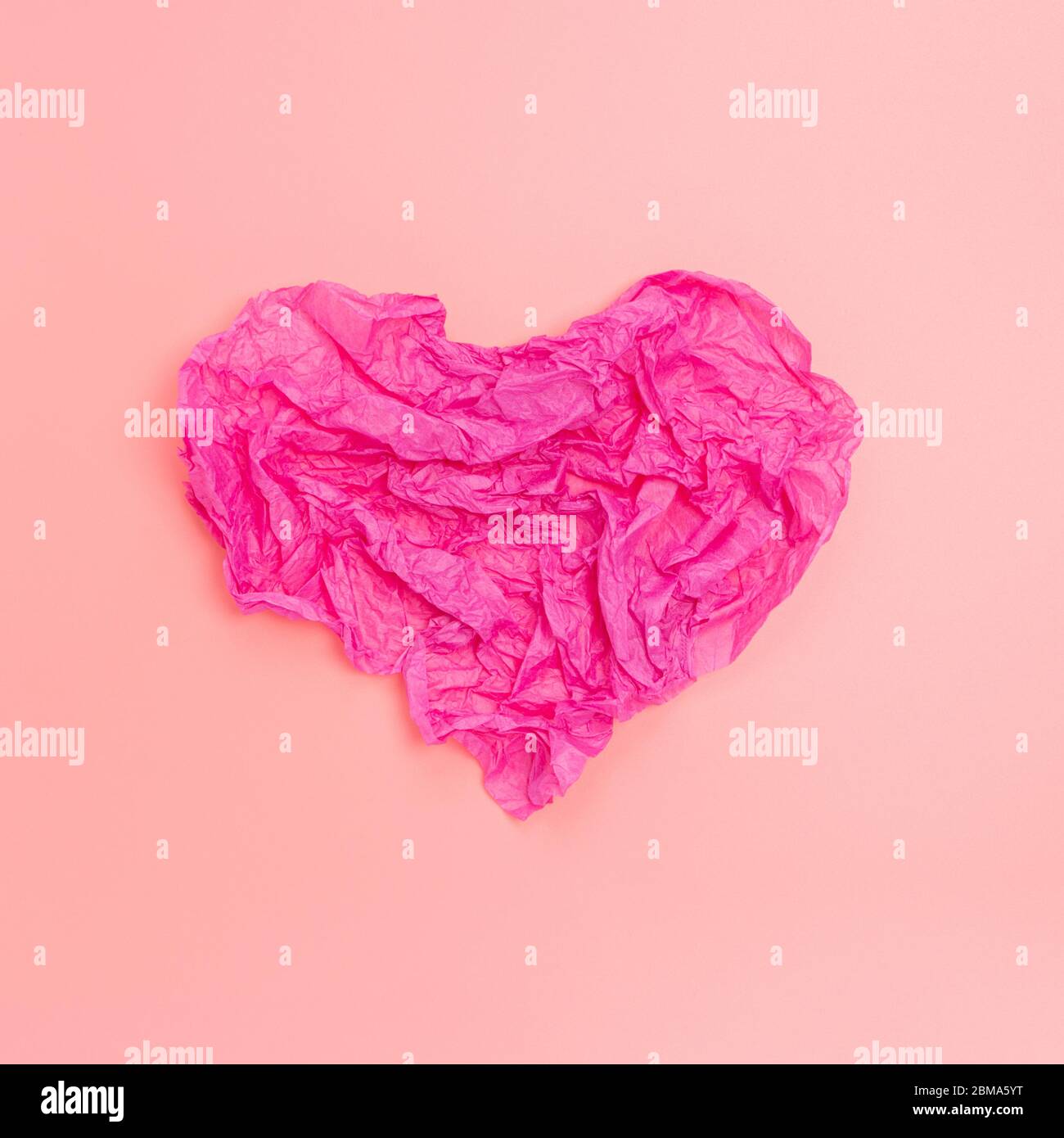 creative paper pink heart on pink background, paper craft, top view ...