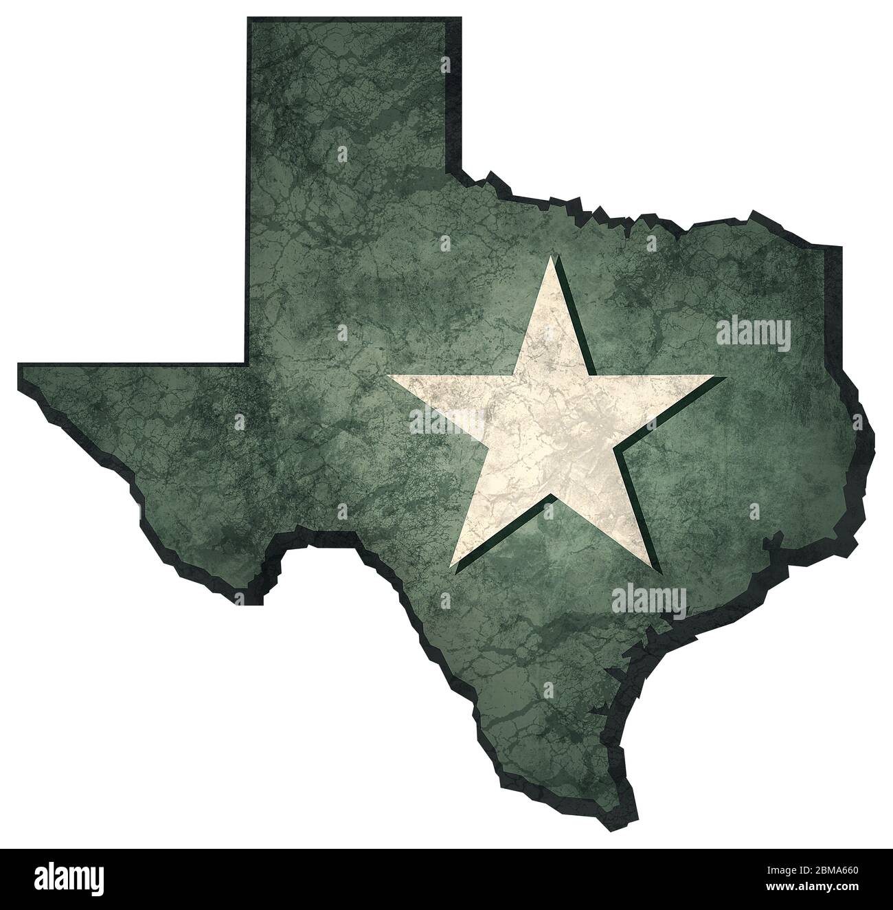 Texas USA map in army green with bright star and grunge effect Stock ...