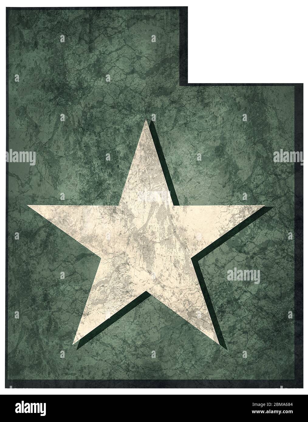 Utah USA map in army green with bright star and grunge effect Stock ...