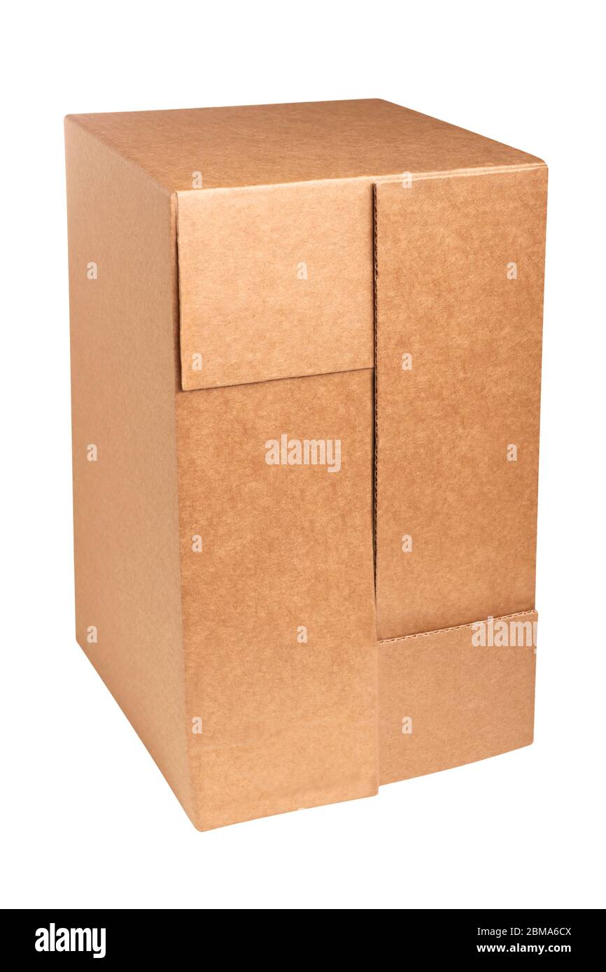 Blank vertical kraft cardboard box isolated on white background Stock ...