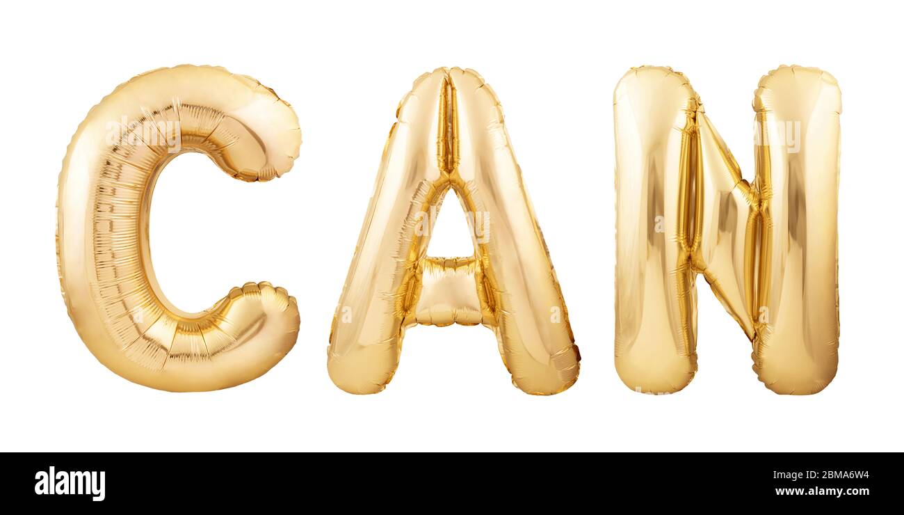 Can word made of inflatable balloon letters isolated on white ...