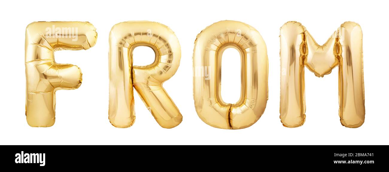 From word made of inflatable balloons isolated on white background ...