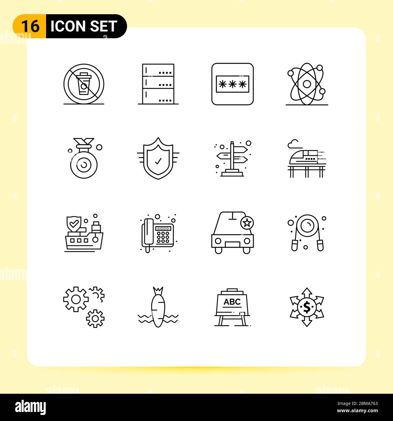 Stock Vector Icon Pack of 16 Line Signs and Symbols for winner, medal ...