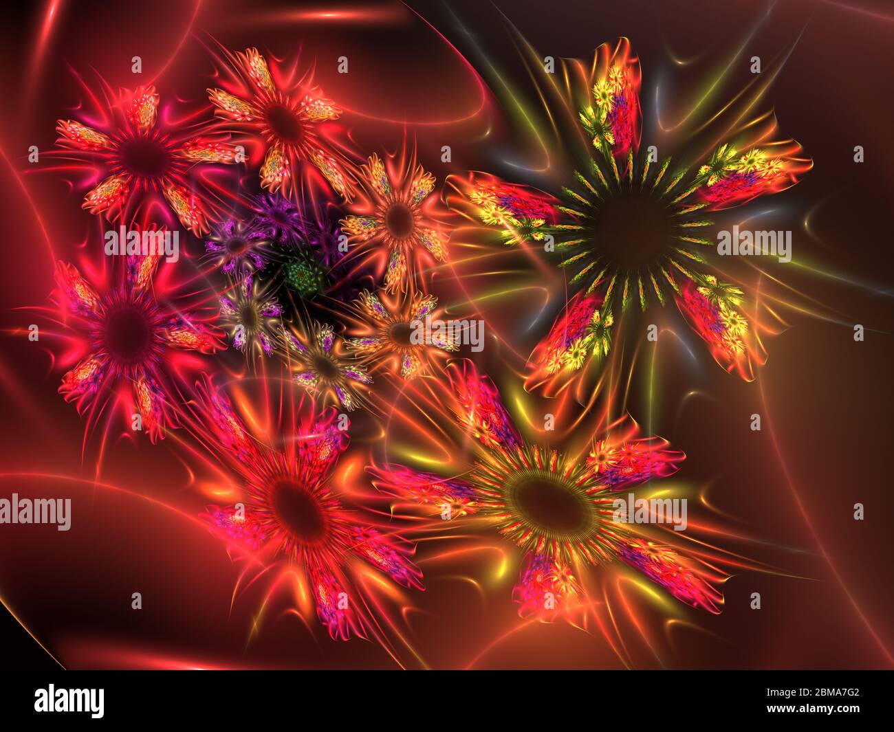 Floral swirl. Abstract flower sparks on black background. Fantasy ...