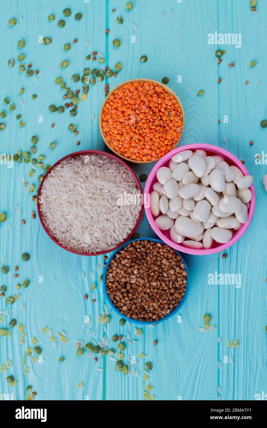 Various grain piles in plates Stock Photo - Alamy
