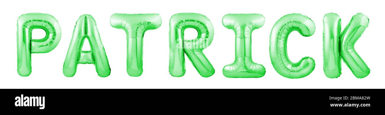 Patrick word made of inflatable balloons isolated on white background ...