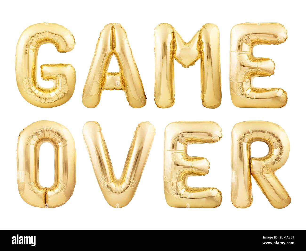 Game Over message made of inflatable balloons isolated on white ...