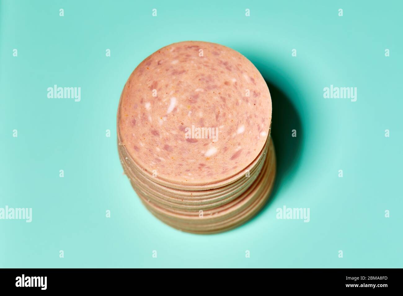 Danish smoked sausage ("røget medister"), sliced Stock Photo - Alamy