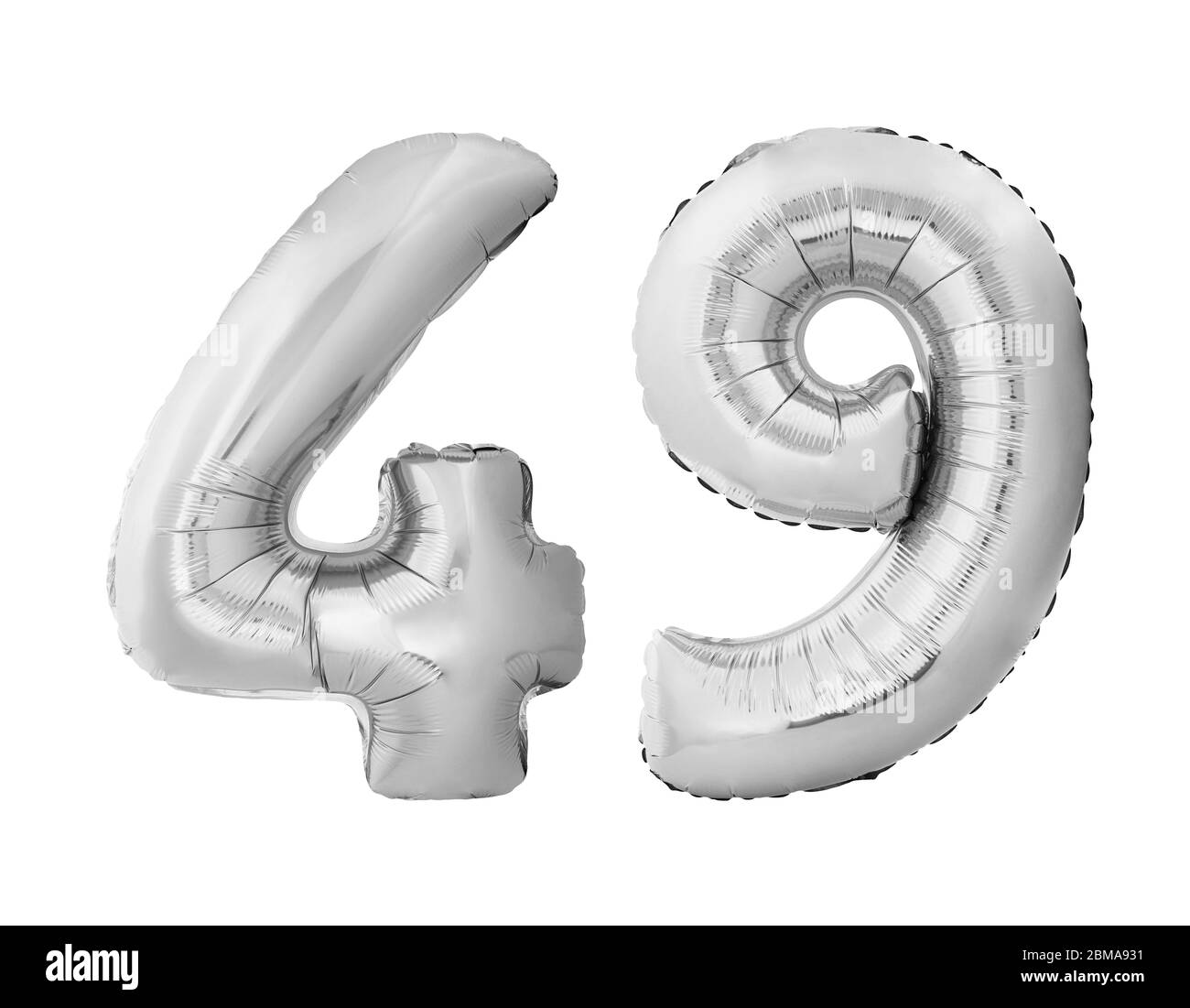 Number 49 forty nine made of silver inflatable balloons isolated on ...