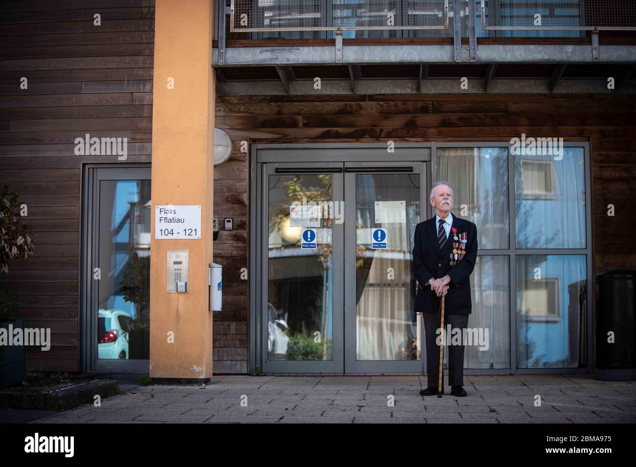 Swansea, Wales, UK. 8th May 2020. Portrait on 96-year-old World War Two ...