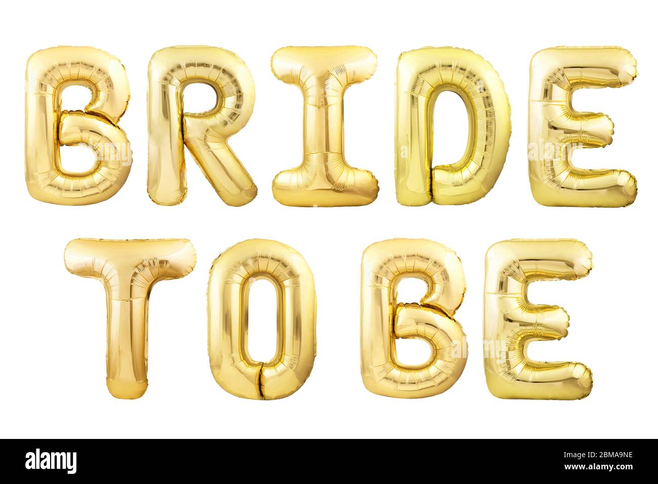 Words bride to be made of golden inflatable balloon letters isolated on ...