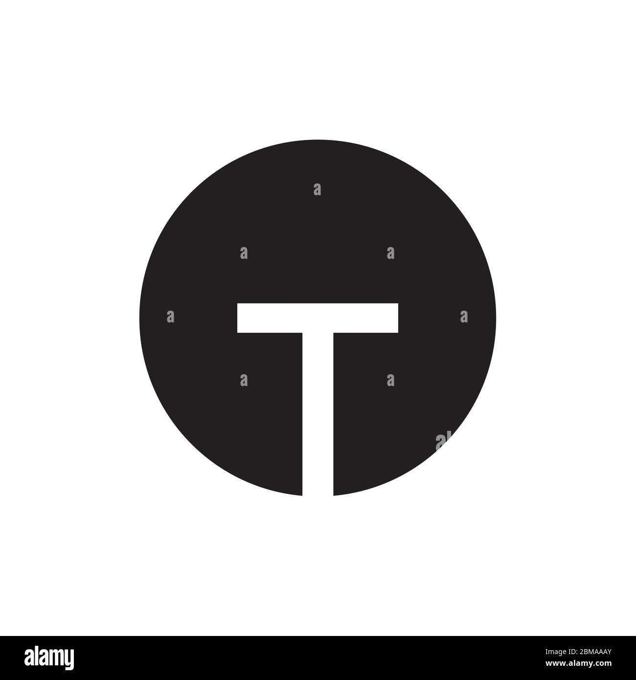letter T negative space on circle design vector Stock Vector Image ...