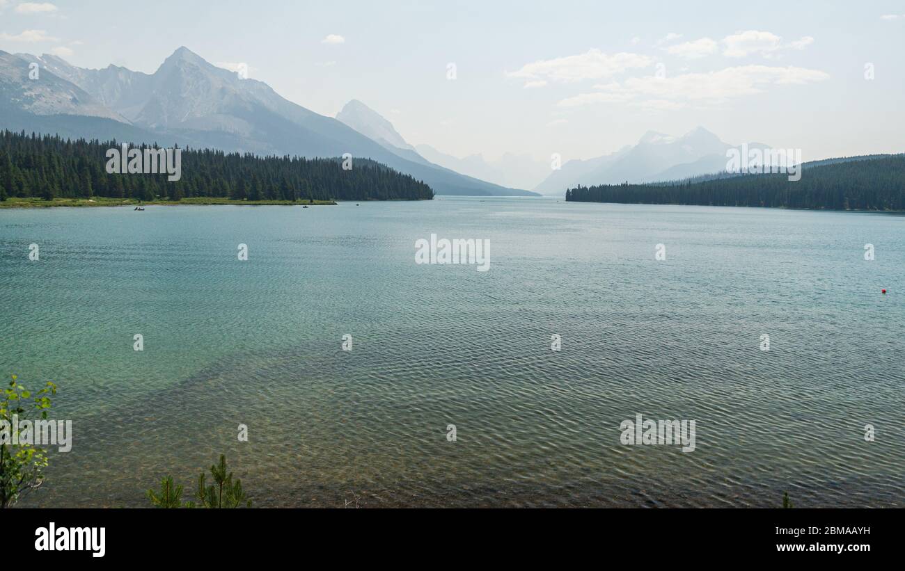maligne lake and river views, Jasper National Park, Alberta, Canada ...