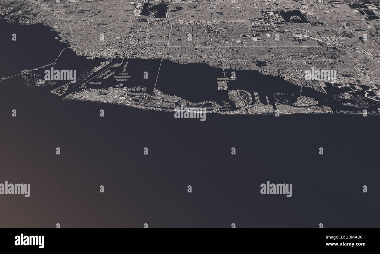 Satellite view of miami map hi-res stock photography and images - Alamy