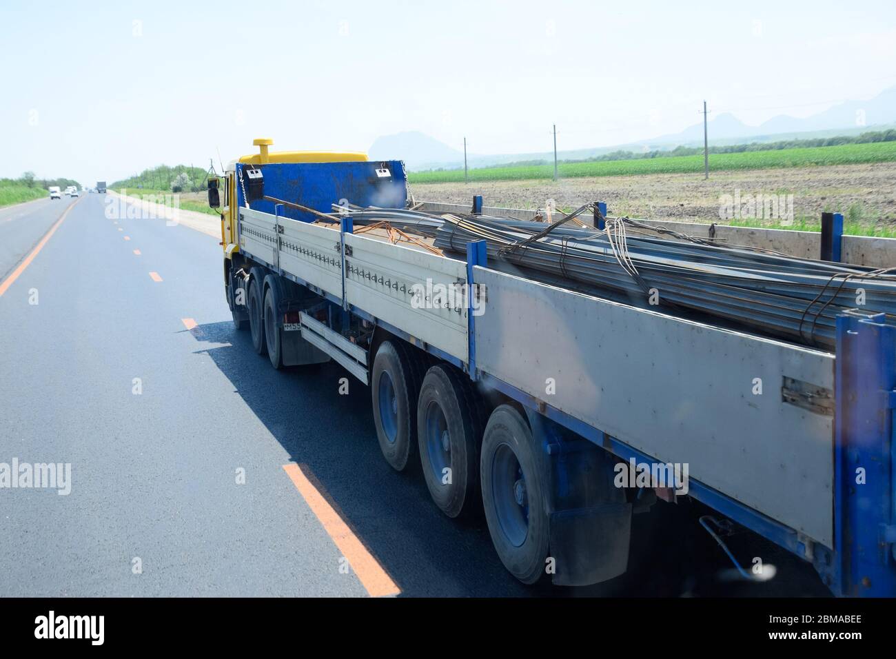 transportation of metal rental products in the back of a truck Stock ...