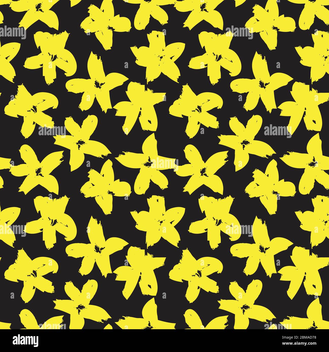 Yellow Floral brush strokes seamless pattern background for fashion ...