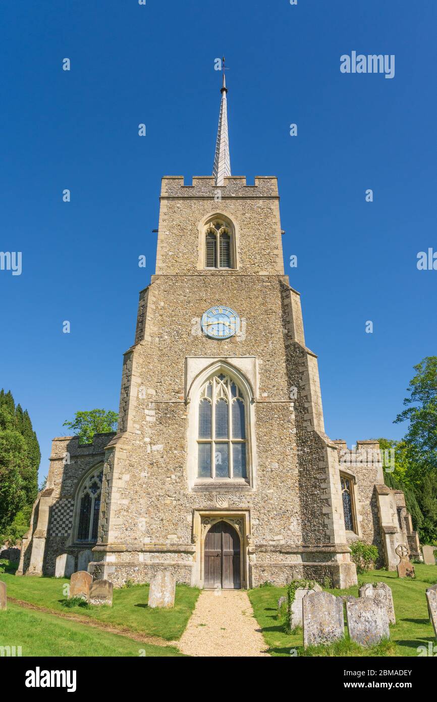Exterior showing the tower and steeple of St Andrew's Church, Much ...