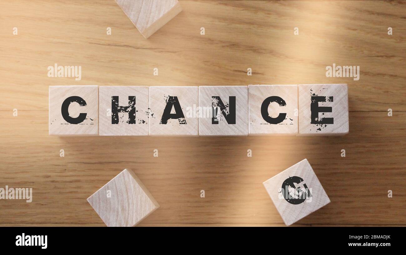 Chance word made from change on wooden cubes. Personal development ...