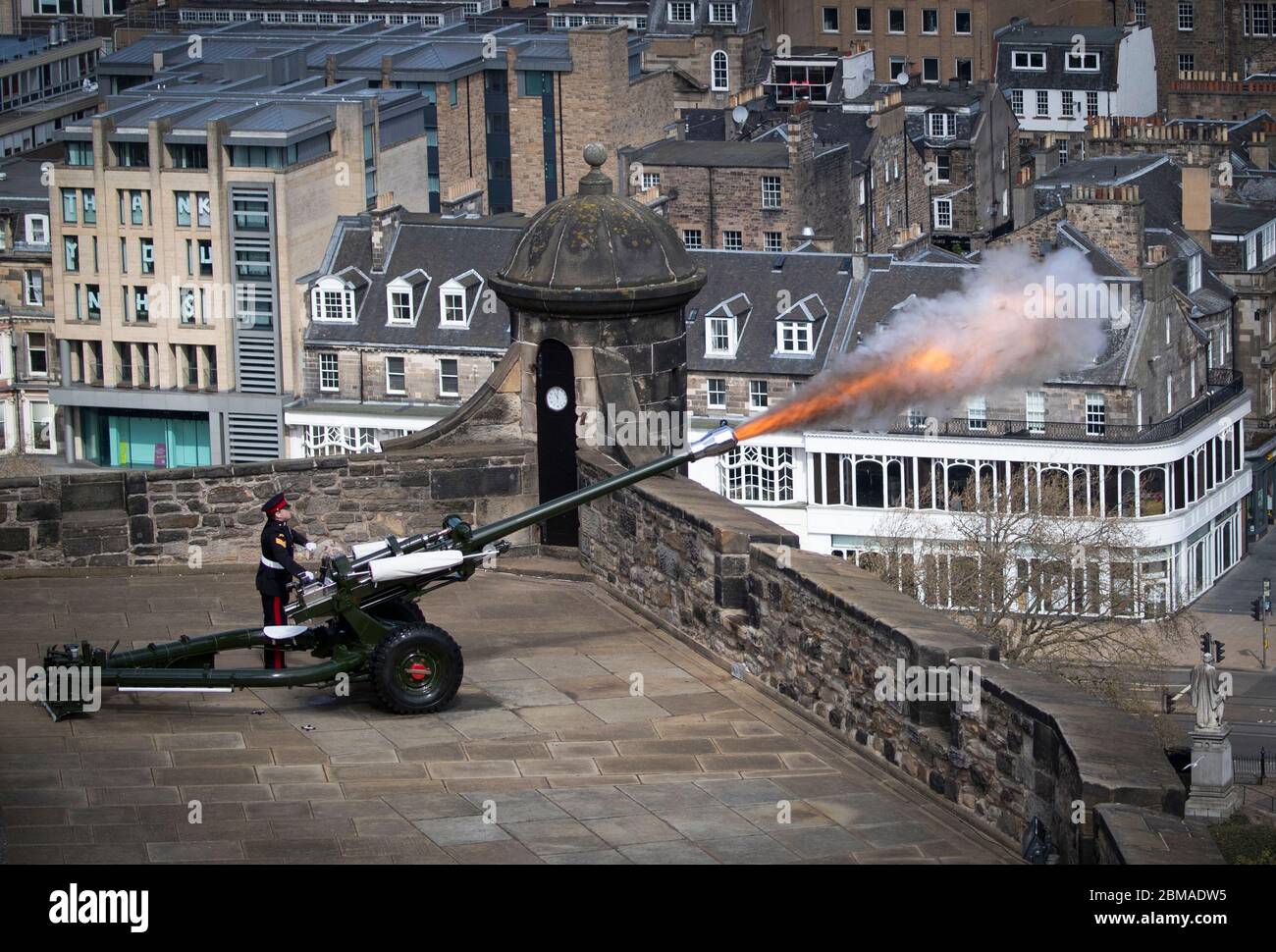 Sergeant David Beveridge fires a Gun Salute from the ramparts of ...