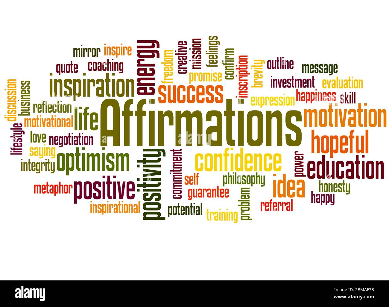 Affirmations word cloud concept on white background Stock Photo - Alamy