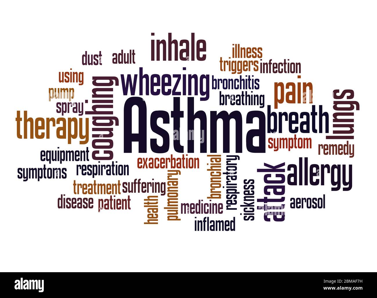 Asthma word cloud concept on white background Stock Photo - Alamy