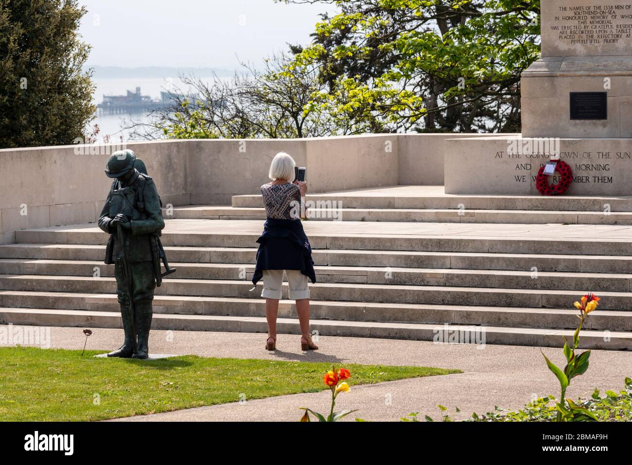 Southend on Sea, Essex, UK. 8th May 2020. At 11am on the 75th ...