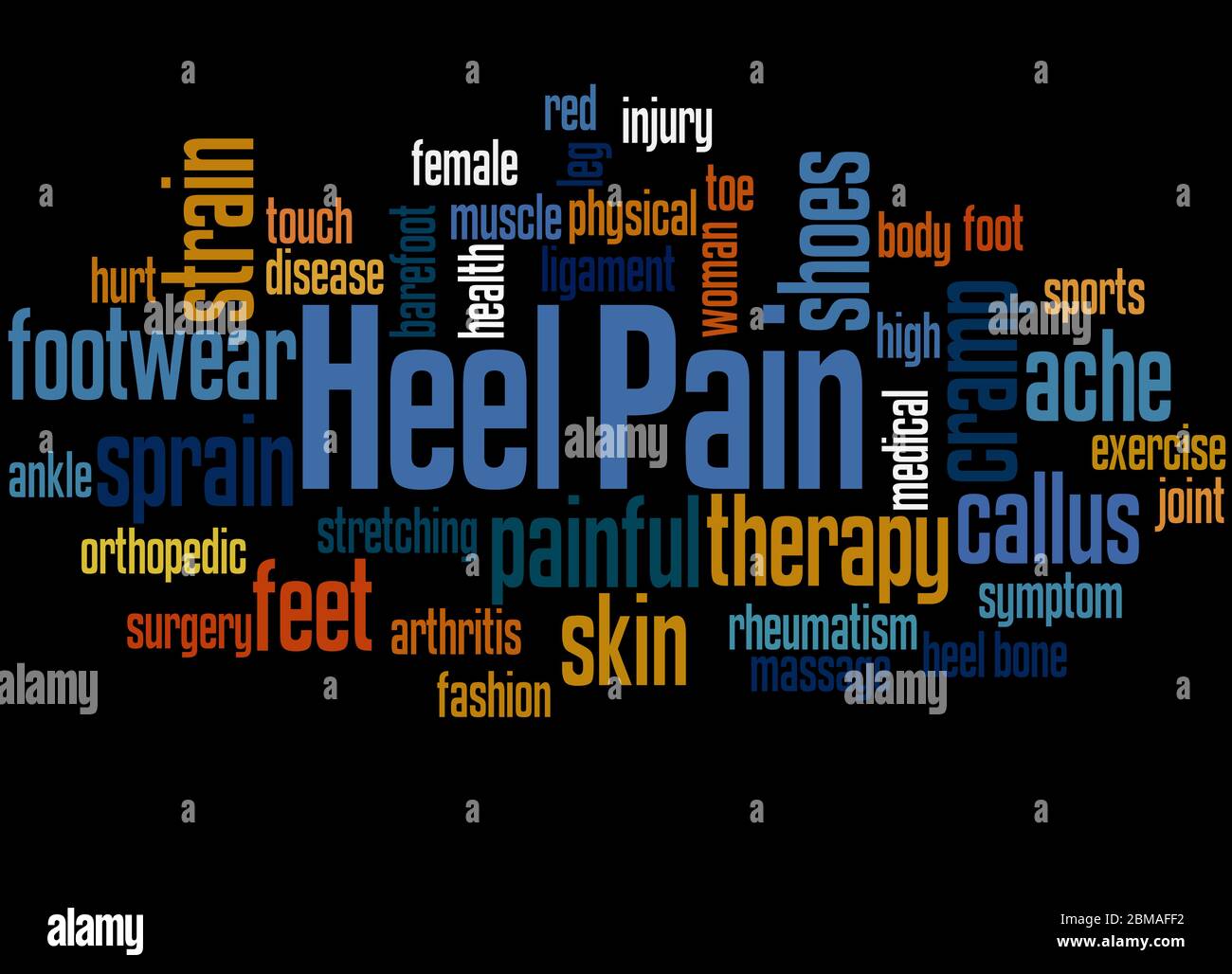 Heel Pain word cloud concept on black background Stock Photo - Alamy