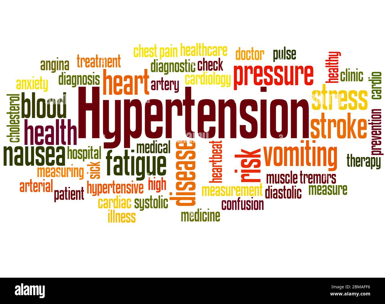 Hypertension word cloud concept on white background Stock Photo - Alamy