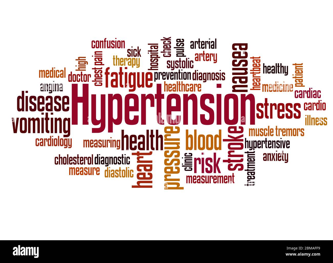 Hypertension word cloud concept on white background Stock Photo - Alamy