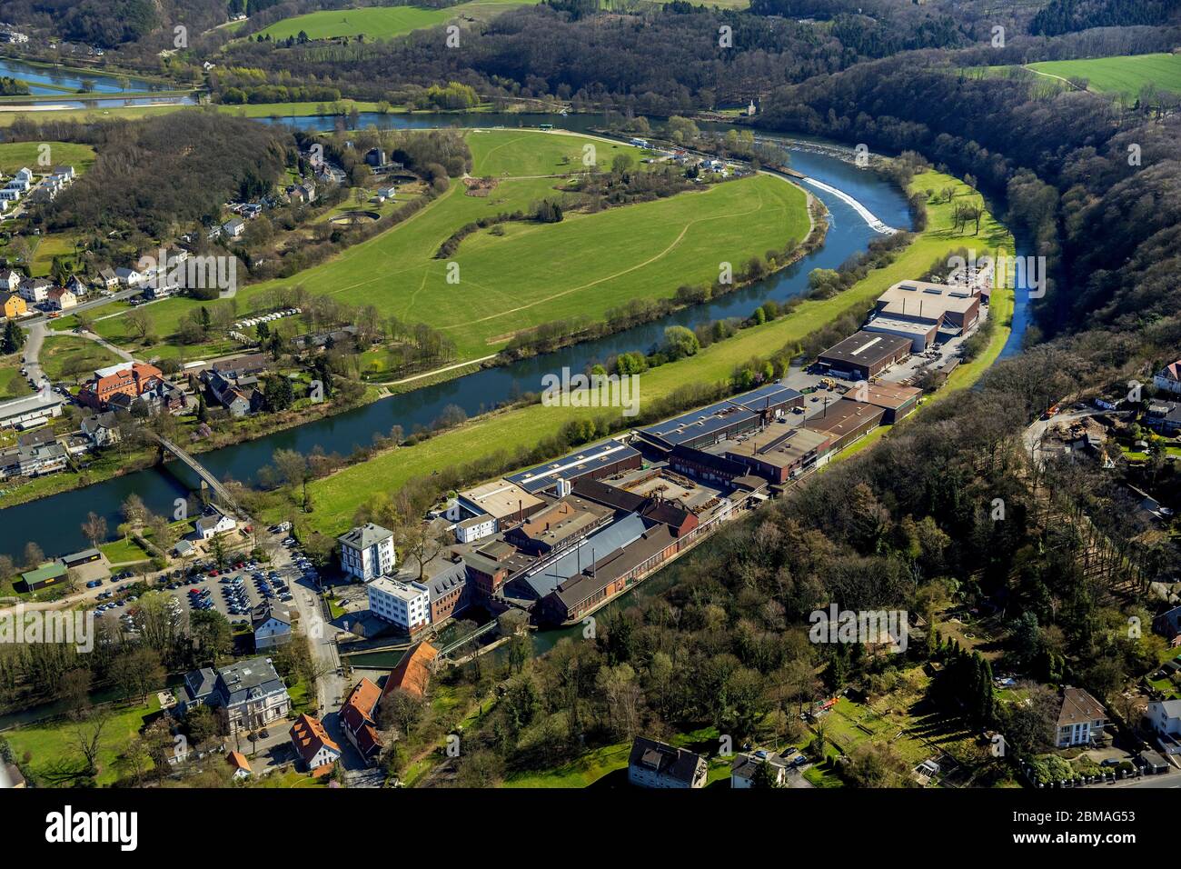 , river Ruhr at Witten-Heven with watergate and barrage, 27.03.2017 ...