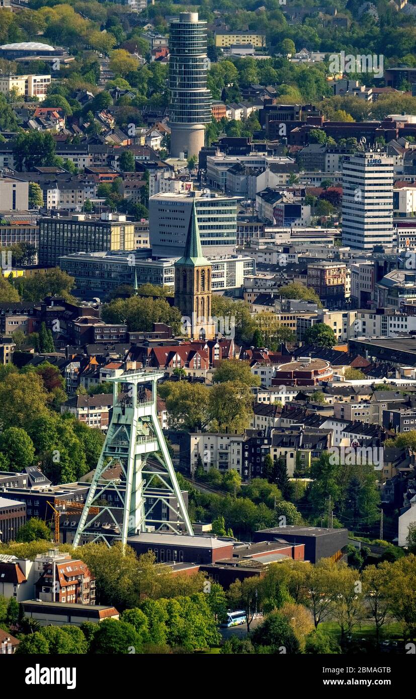 , city centre of Bochum with German mining museum, church Propstei and ...