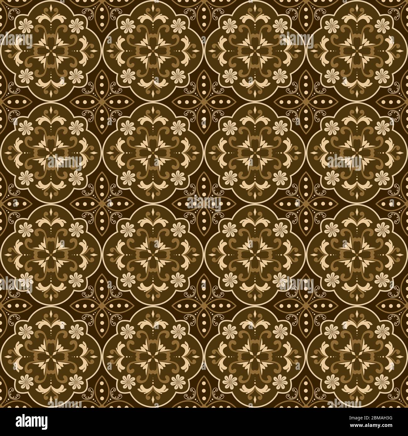 Beautiful floral pattern on Traditional batik with elegant golden brown ...