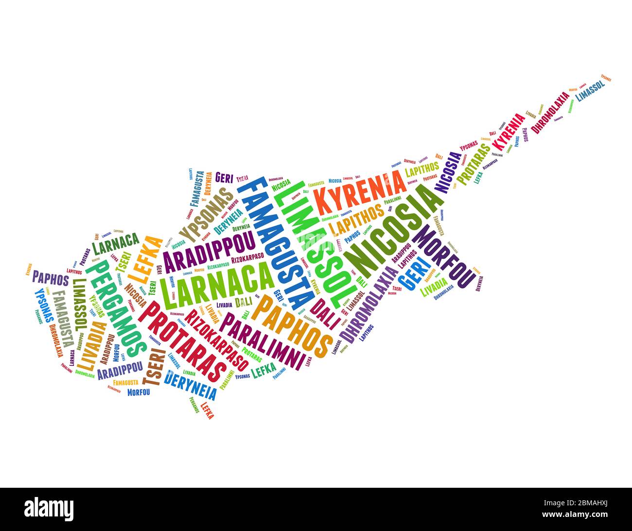 Cyprus list of cities word cloud concept on white background Stock ...