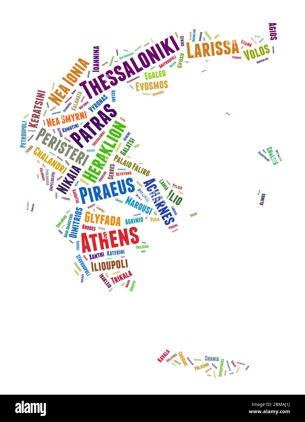 Greece list of cities word cloud concept on white background Stock ...