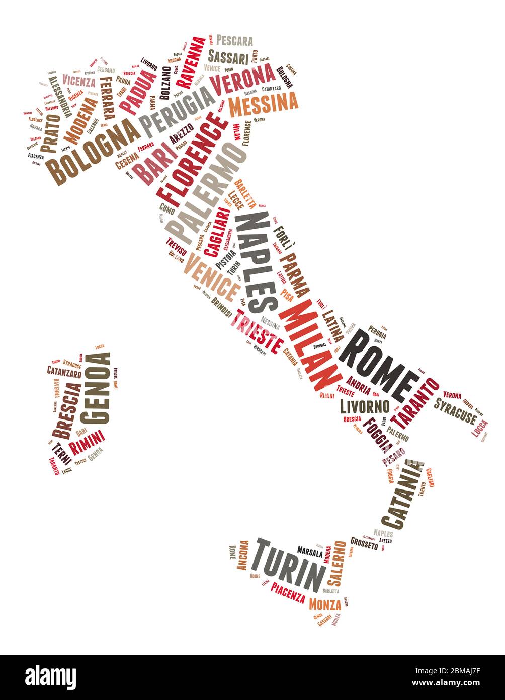 Italy cities word cloud concept on white background Stock Photo - Alamy