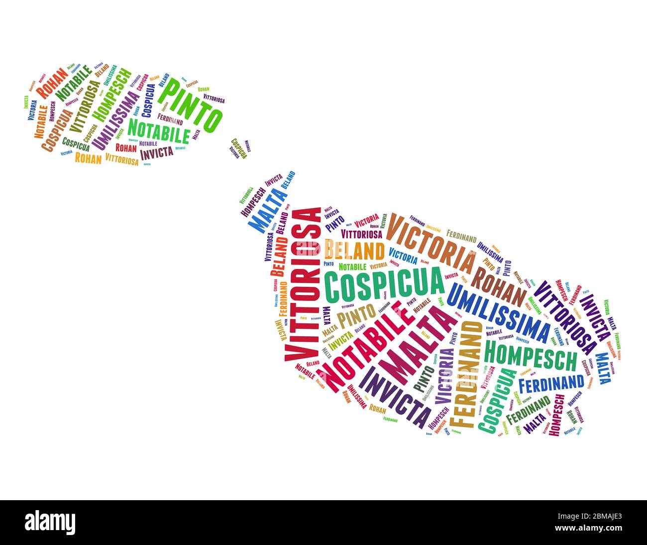 Malta list of cities word cloud concept on white background Stock Photo ...