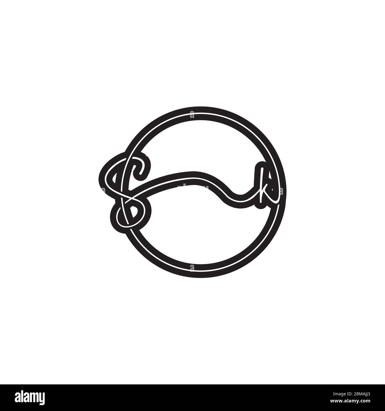 circle line S K script letter logo design vector Stock Vector Image ...