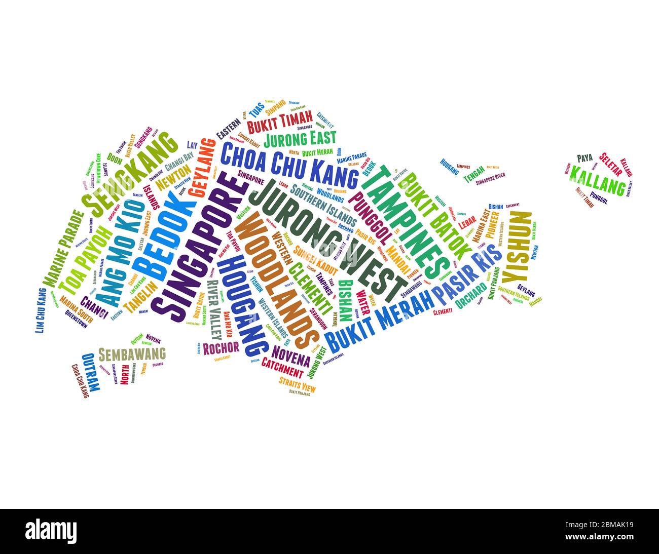 Singapore map and list of cities word cloud concept on white background ...