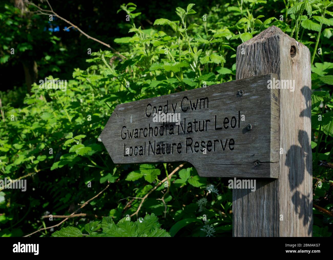 Bilingual Welsh/English sign along a Nature Trail Coastal path on ...