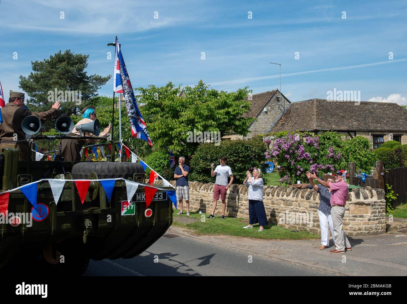 A restored Second World War amphibious DUKW vehicle drives through ...