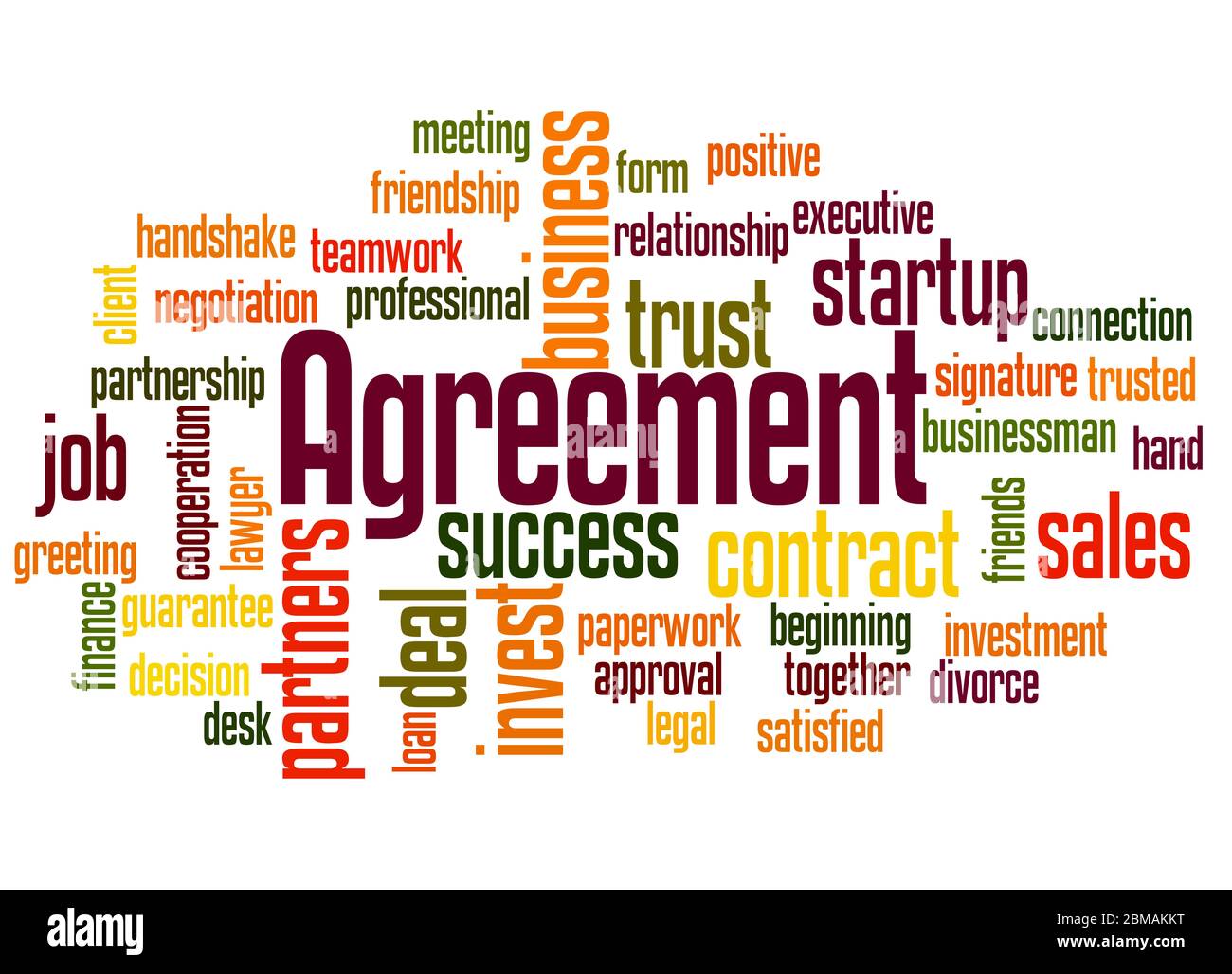 Agreement word cloud concept on white background Stock Photo - Alamy